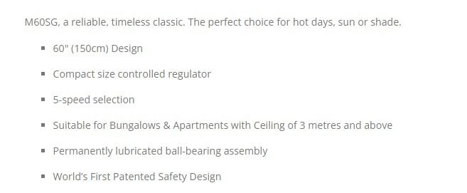 KDK Ceiling Fan 150cm with Regulator M60SG - Black, Furniture & Home ...
