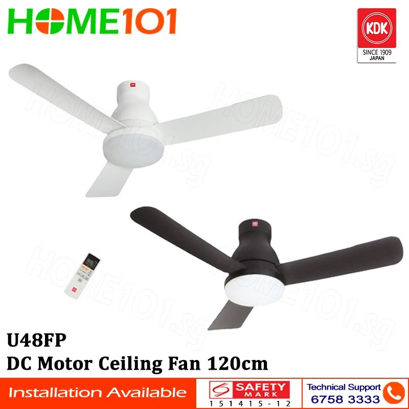 KDK DC Motor Ceiling Fan with LED Light & Remote Control 120cm U48FP ...