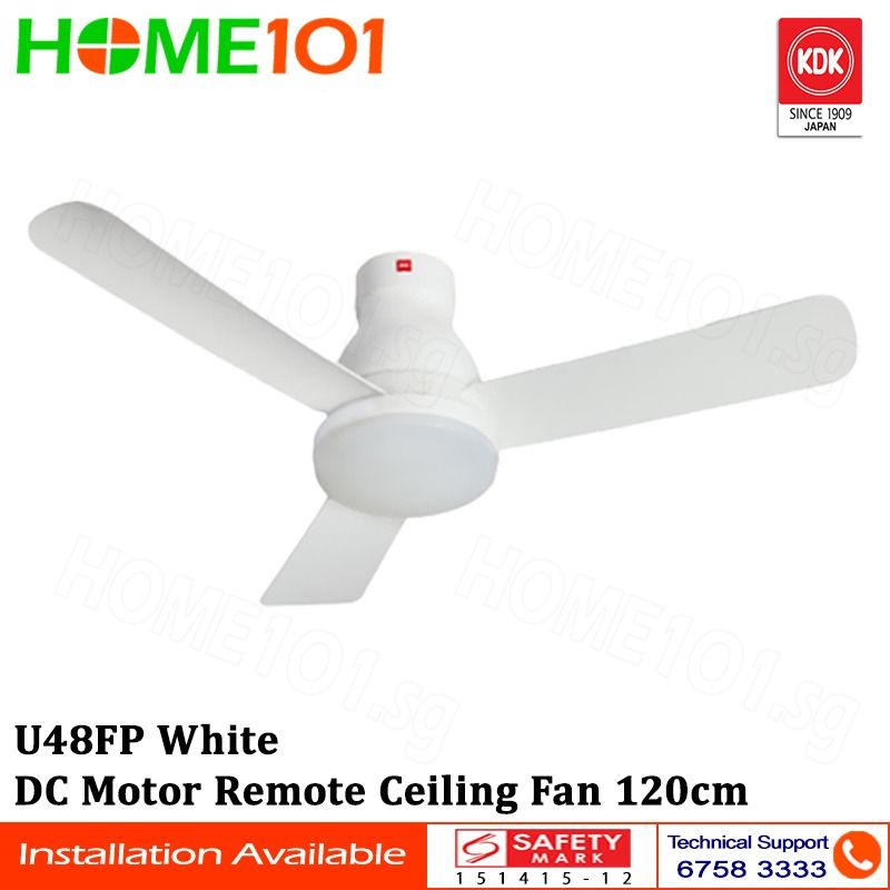 KDK DC Motor Ceiling Fan with LED Light & Remote Control 120cm U48FP ...