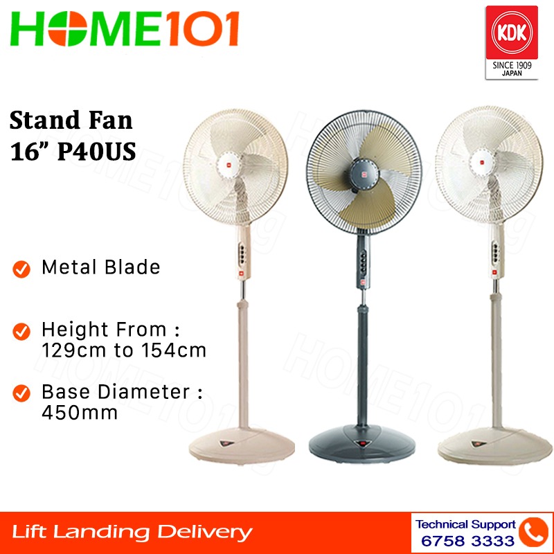 KDK Stand Fan 40cm Metal Blade Round Base P40US, Furniture & Home ...