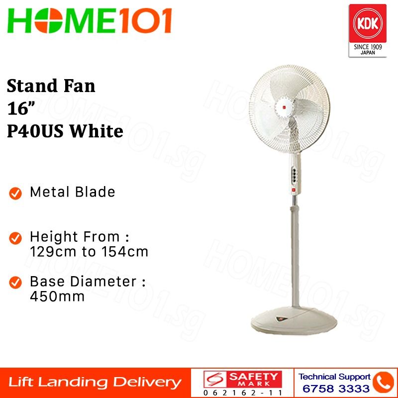 KDK Stand Fan 40cm Metal Blade Round Base P40US, Furniture & Home ...