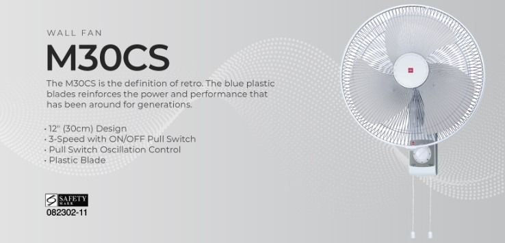 KDK Wall Fan 30cm Plastic Blade M30CS, Furniture & Home Living ...