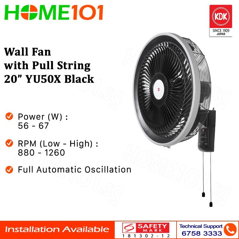 KDK Wall Fan 50cm YU50X, Furniture & Home Living, Lighting & Fans, Fans ...