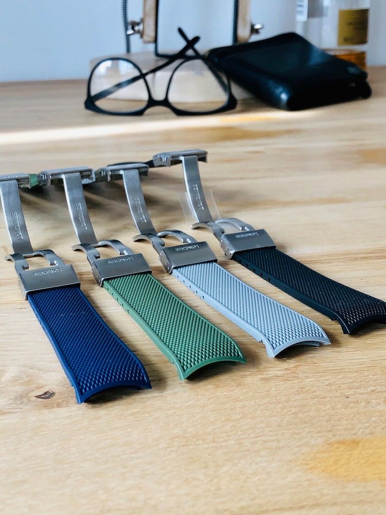 Longines Conquest 21mm Rubber Curved Lugs Strap + Deployment Clasp for ...