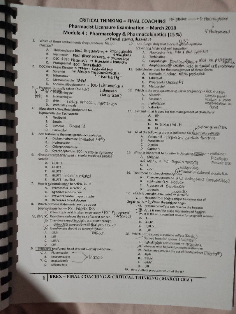 Manor Pharmacy Reviewer (Module 1-4) and Brex Final Coaching PLE 2018 ...