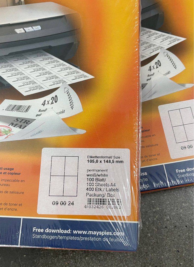 Mayspies White Sticker Labels sA4 in 100 sheets, Hobbies & Toys ...