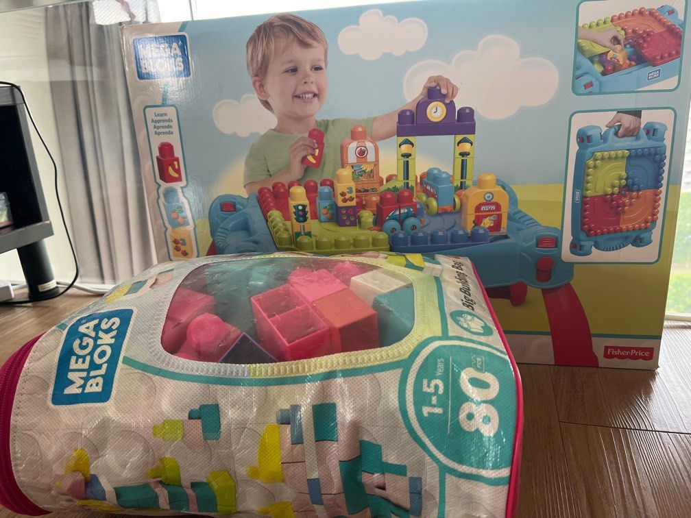 Mega Bloks table with extra blocks, Babies & Kids, Infant Playtime on ...
