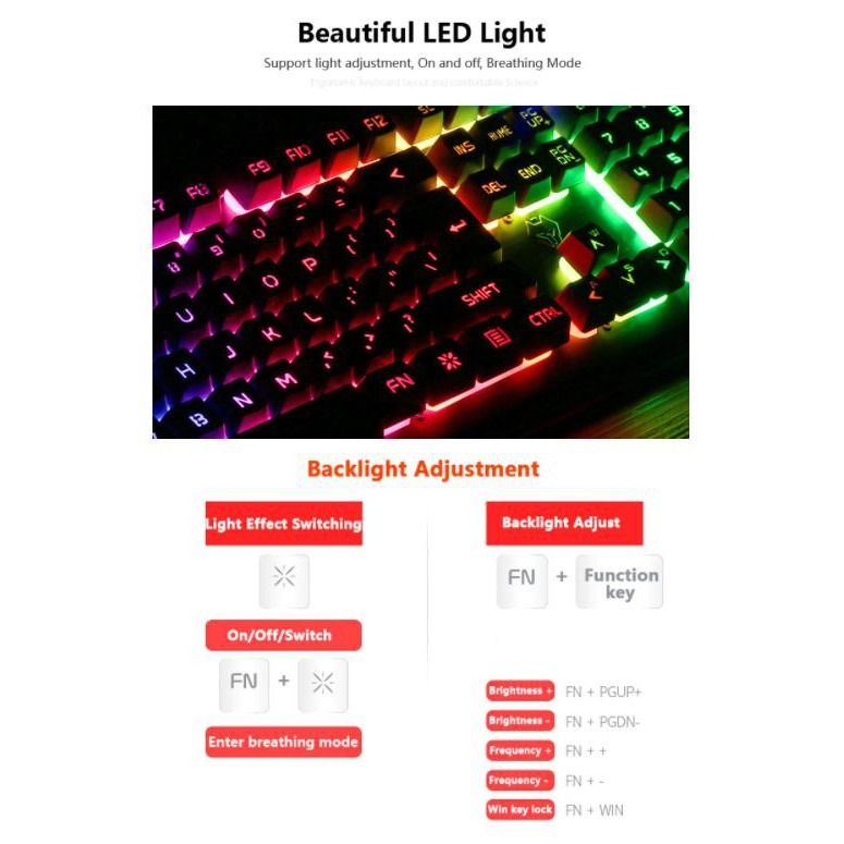 Membrane Gaming Keyboard Gaming Mouse Membrane Feeling RGB LED Backlit ...
