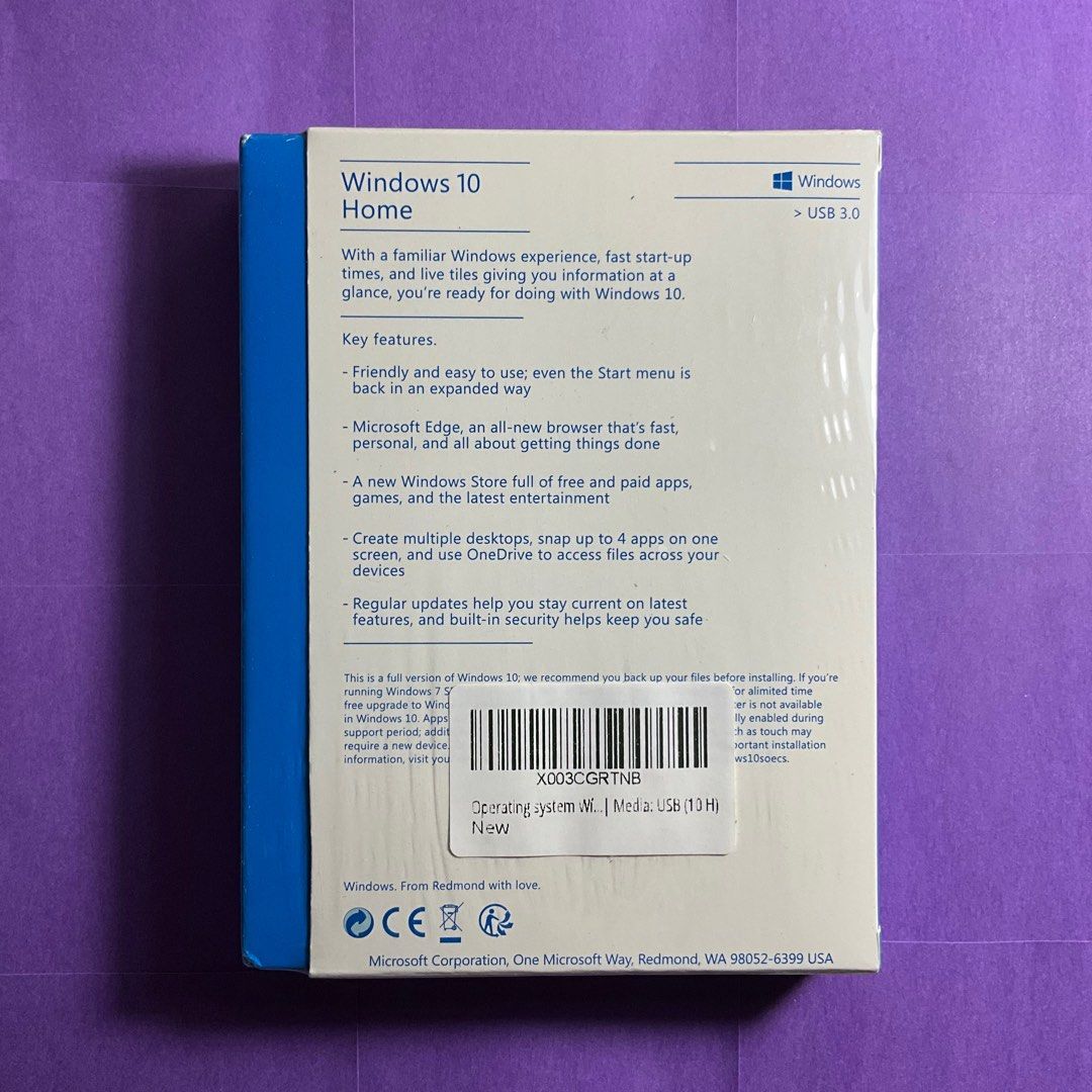 Microsoft Windows 10 Home USB Package 32bit/64bit, Computers & Tech ...