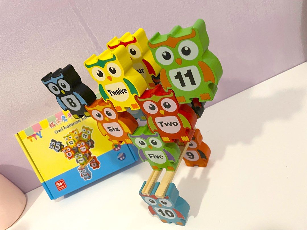 Montessori Wooden Owl Stacking Blocks, Hobbies & Toys, Toys & Games on ...