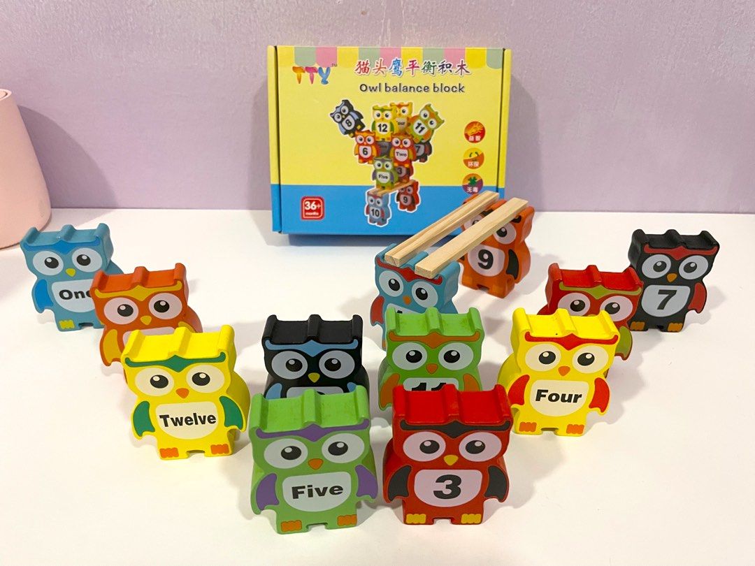 Montessori Wooden Owl Stacking Blocks, Hobbies & Toys, Toys & Games on ...