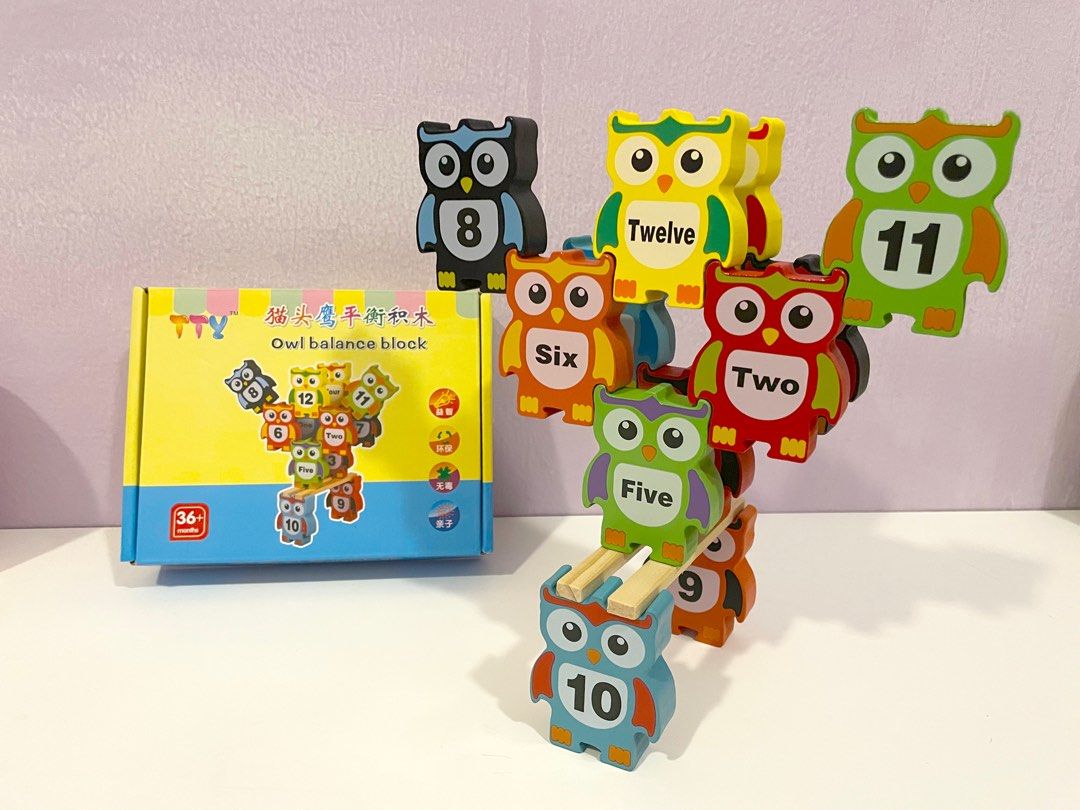 Montessori Wooden Owl Stacking Blocks, Hobbies & Toys, Toys & Games on ...