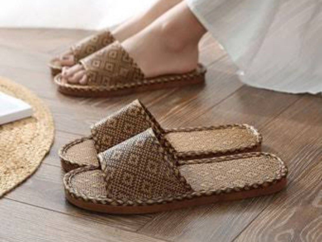 Native rattan slippers indoor slipper unisex, Women's Fashion, Footwear ...