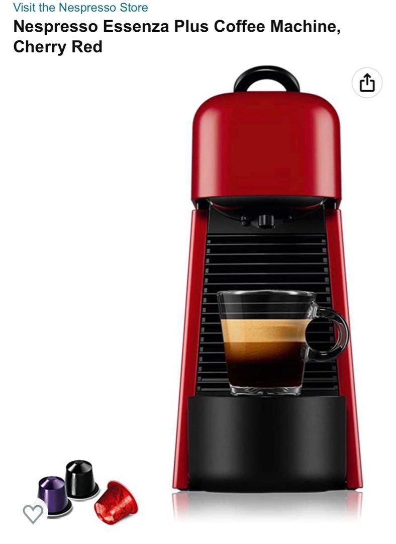 Nespresso Essenza Plus Coffee Machine, Cherry Red with Aeroccino 3 Milk ...