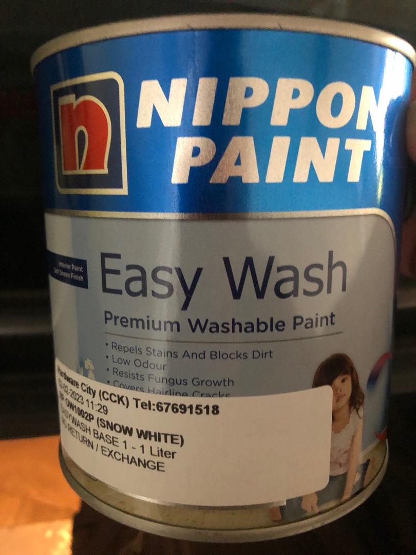 Nippon paint easy wash Snow White 1 ltr, Furniture & Home Living, Home ...