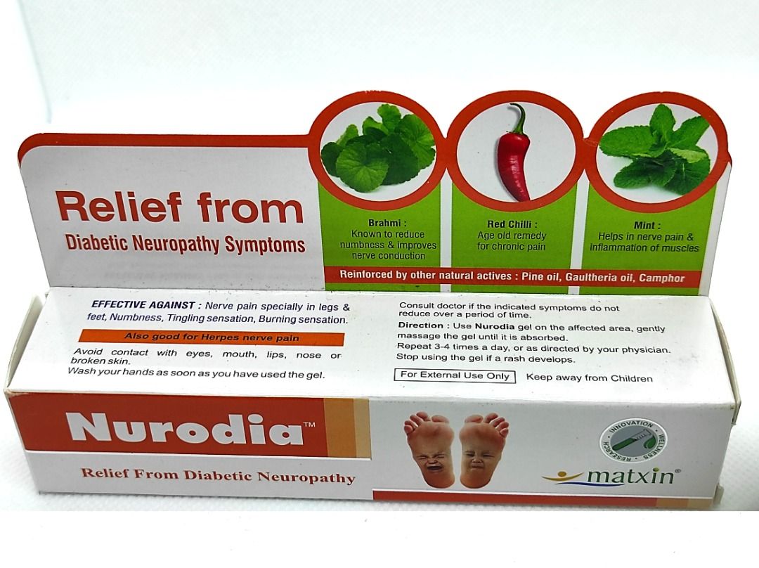 NURODIA Diabetic Neuropathy Gel 30g, Health & Nutrition, Medical ...