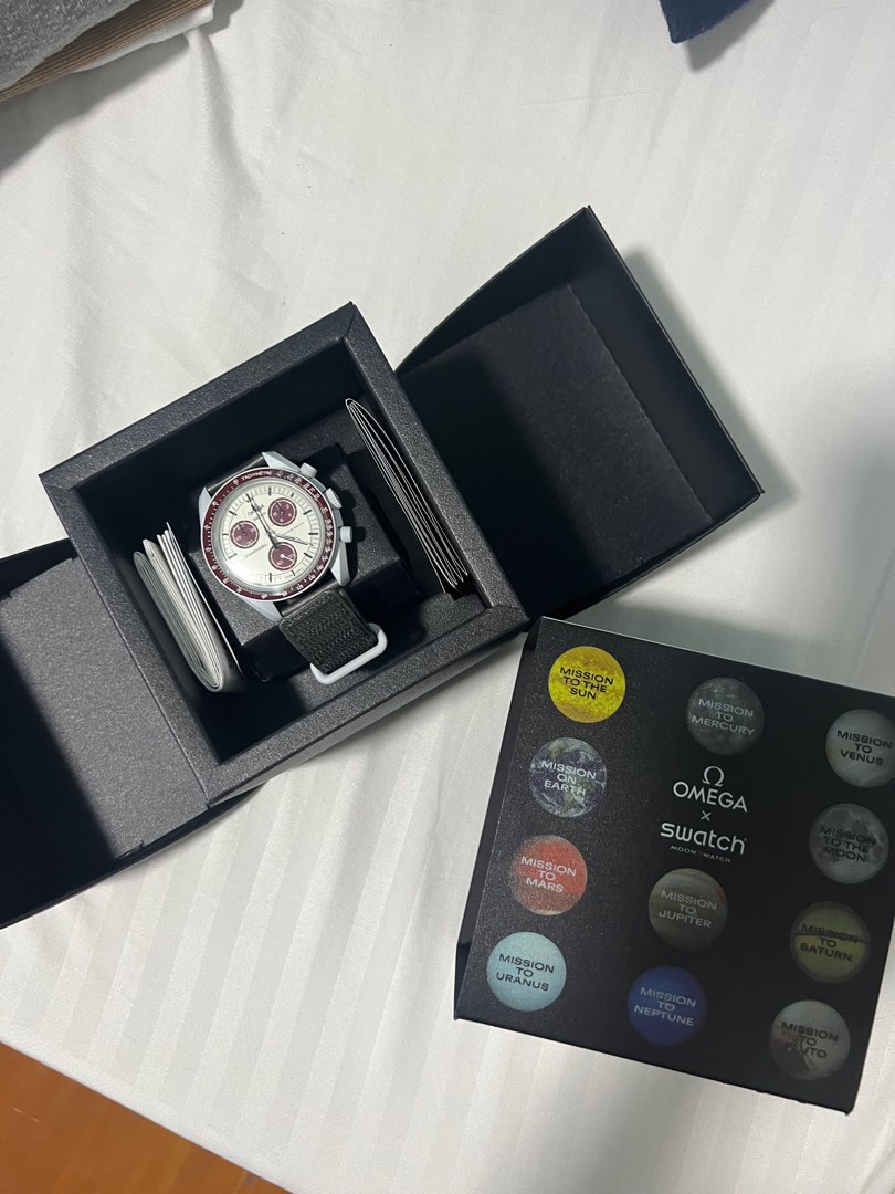 Omega x Swatch Moon Watch - Mission to Pluto, Luxury, Watches on Carousell
