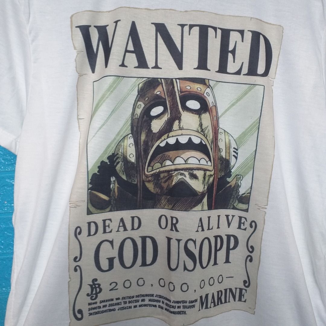 ONE PIECE WANTED GOD USSOP WHITE TSHIRT XL, Men's Fashion, Tops & Sets ...