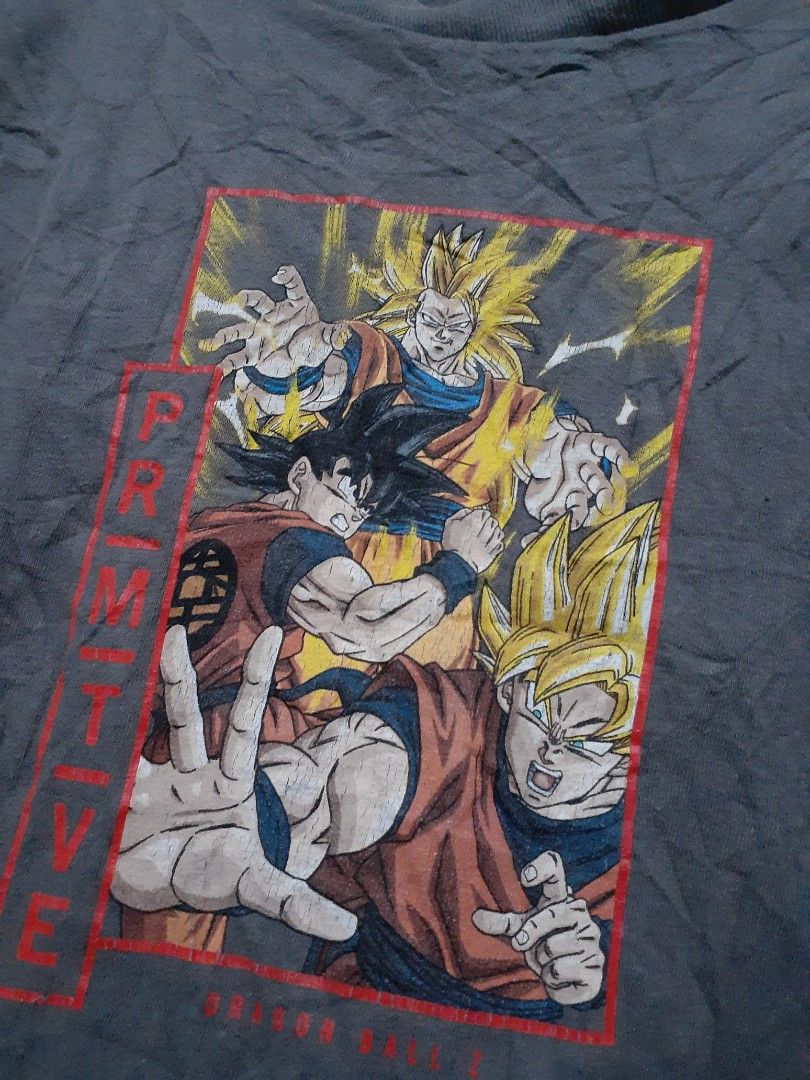 Primitive x Dragonball Z Super Saiyan Goku Charcoal, Men's Fashion ...