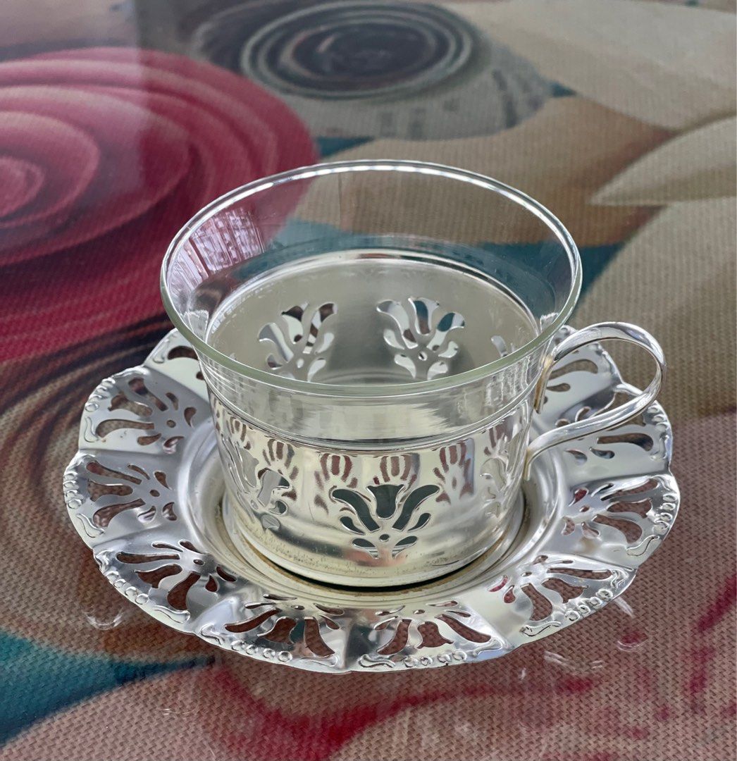 Rare 1970 Vintage SCHOTT tea glass+holder+saucer, Furniture & Home ...