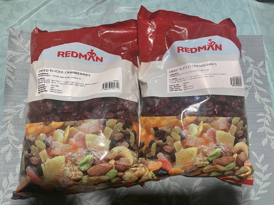 Redman Dried Slice Cranberries 1kg, Food & Drinks, Packaged & Instant ...