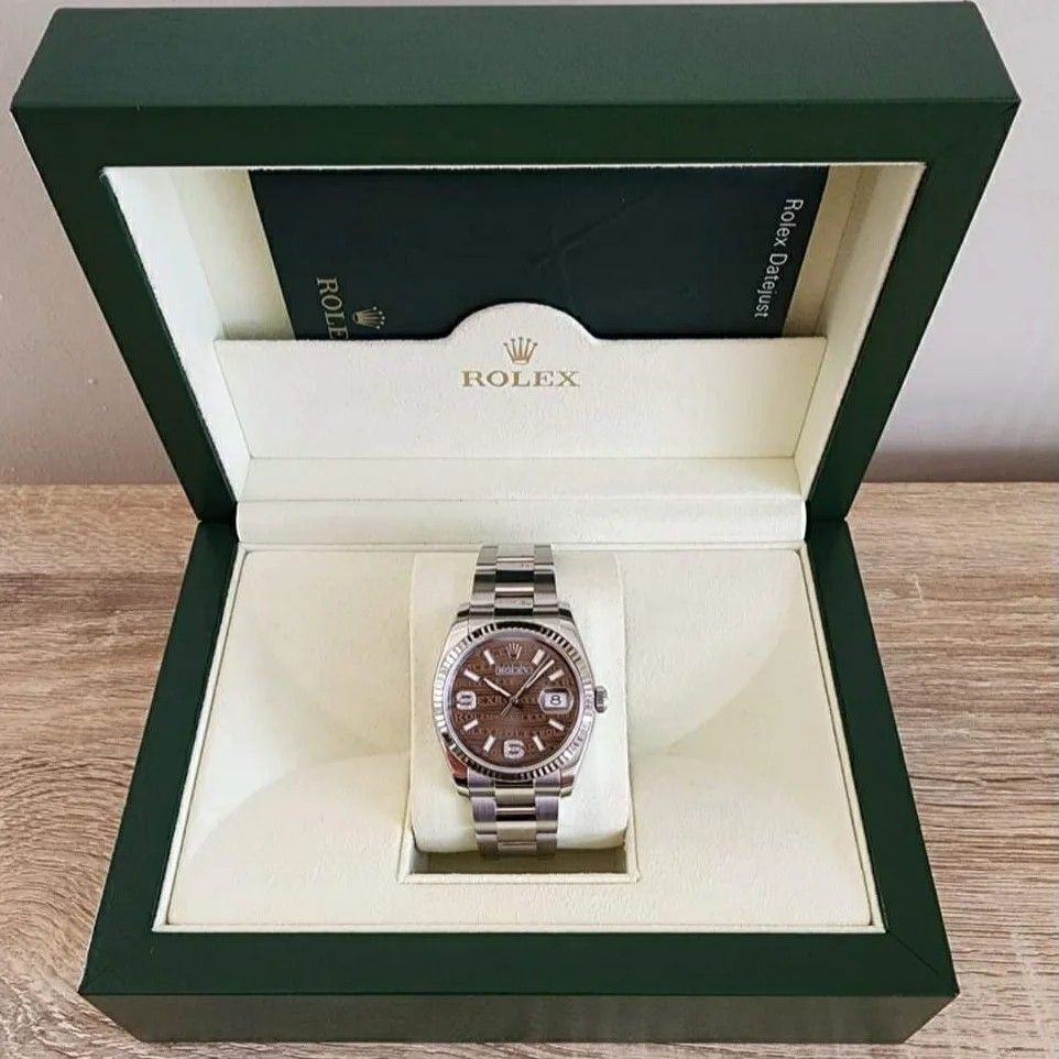 Rolex Oyster 36mm Choco Wave dial Diamonds at 6 and 9 markers White ...