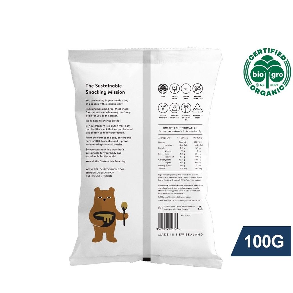 Serious food company Serious Popcorn Organic Salted Caramel Popcorn New ...