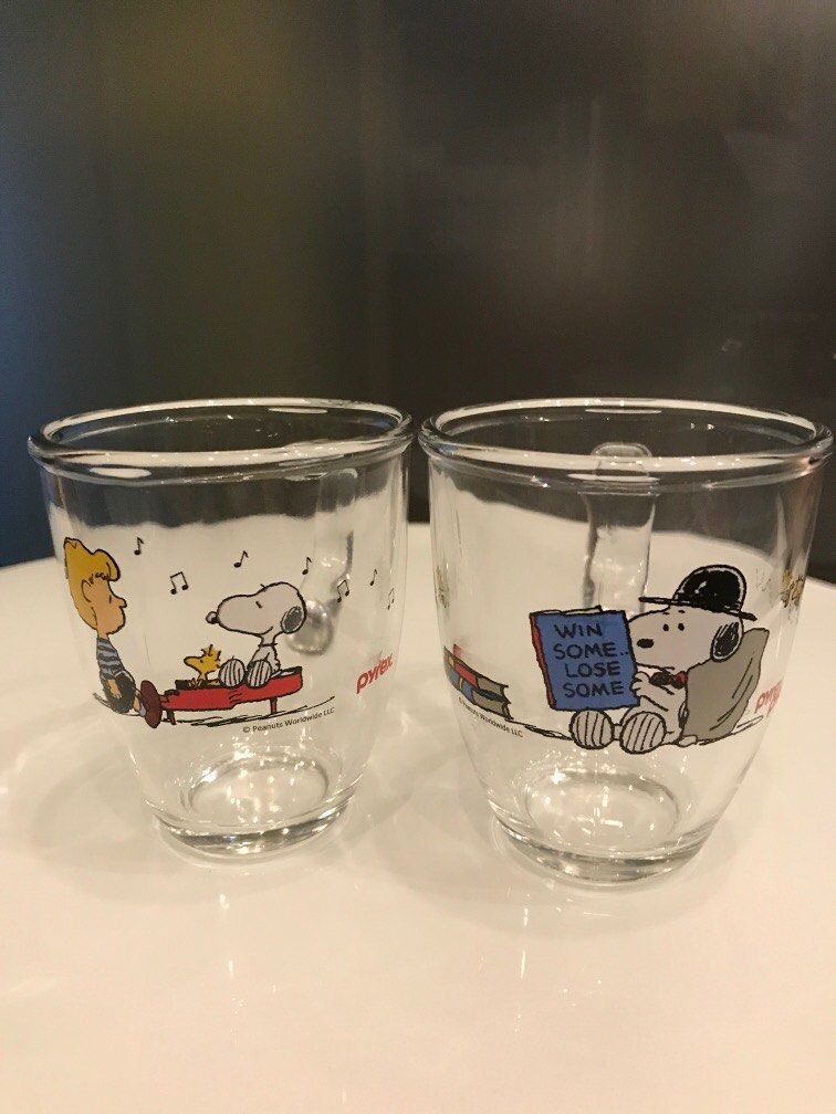 Snoopy Limited Edition Pyrex Cup Set, Furniture & Home Living ...