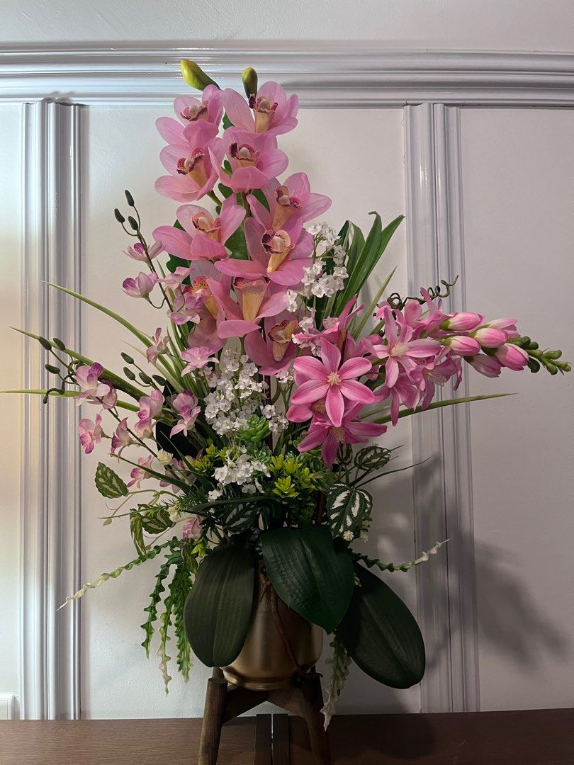 SSF premium artificial orkid + SSF stand gold vase to let go ...