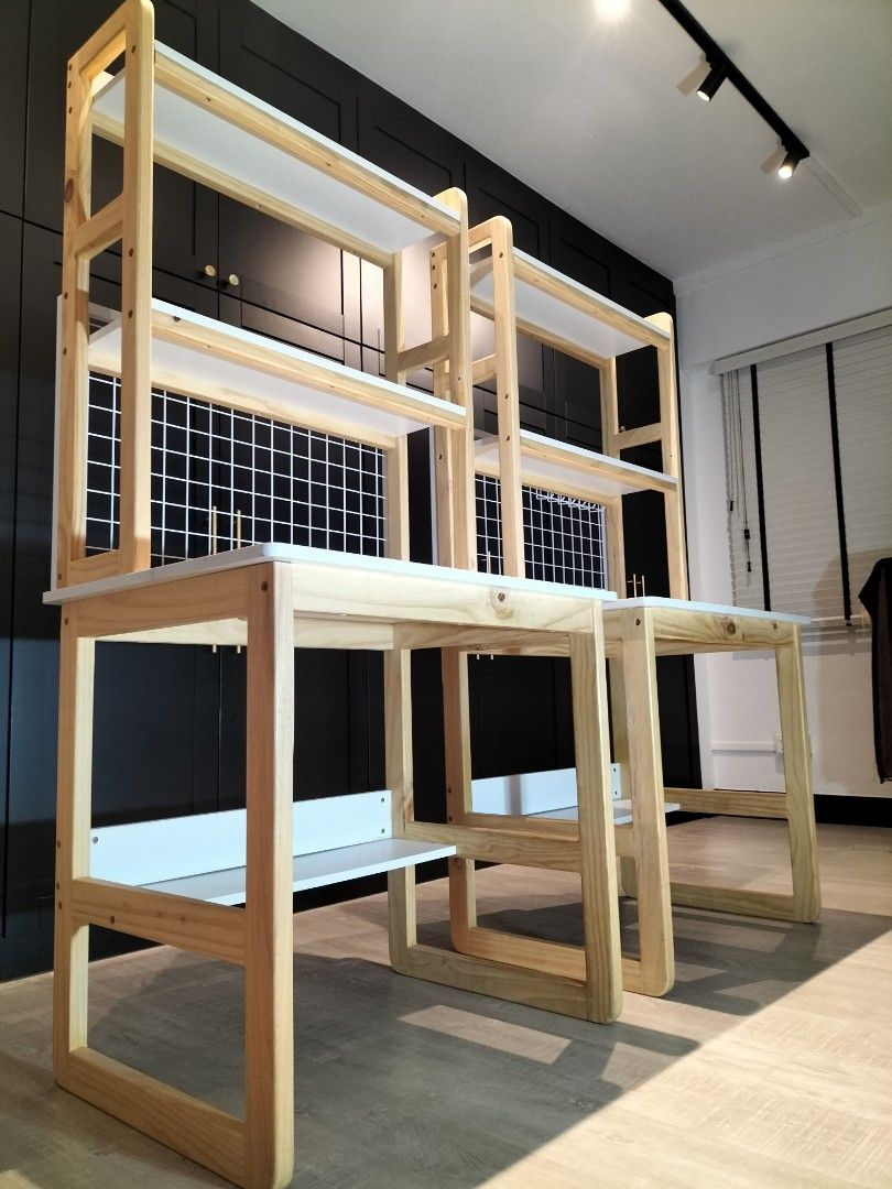 Study Desks with racks and grid storage frame, Furniture & Home Living ...