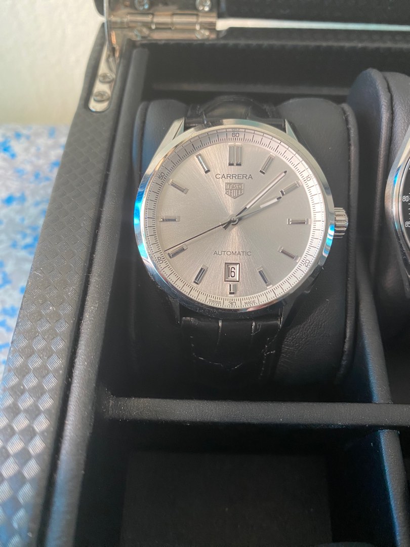 Tag Heuer Carrera Automatic Silver Dial Leather Men's Watch WBN2111 ...