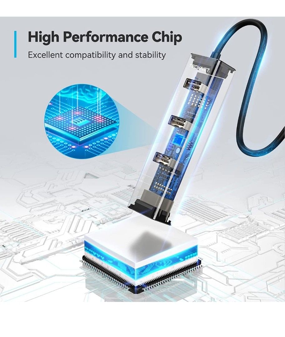 TECKNET USB to Ethernet Adapter, USB C to Ethernet, Aluminum 3 Port USB ...