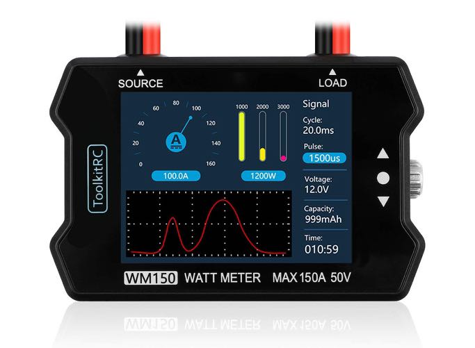 ToolkitRC WM150 1~50V 150A Advanced Watt Meter w/2.4" LCD Display ...