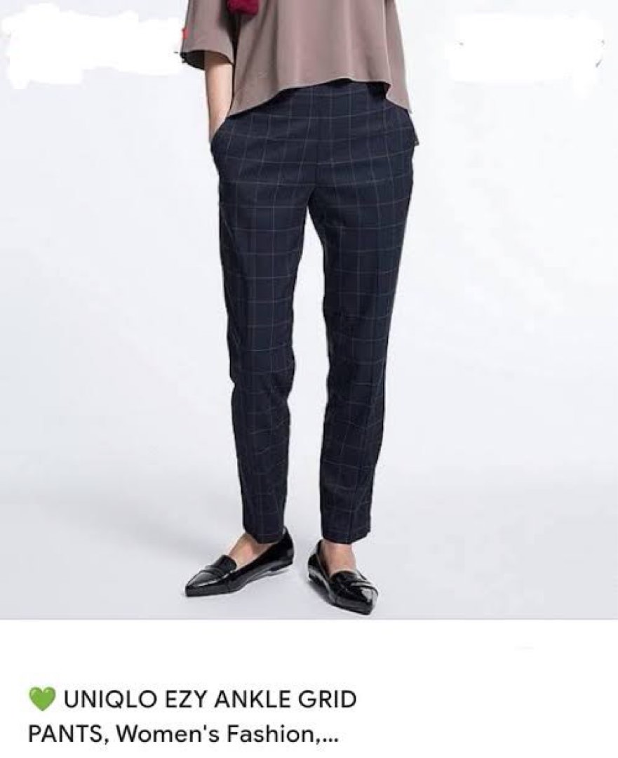 Uniqlo EZY smart ankle pants in navy blue, Women's Fashion, Bottoms, Other Bottoms on Carousell