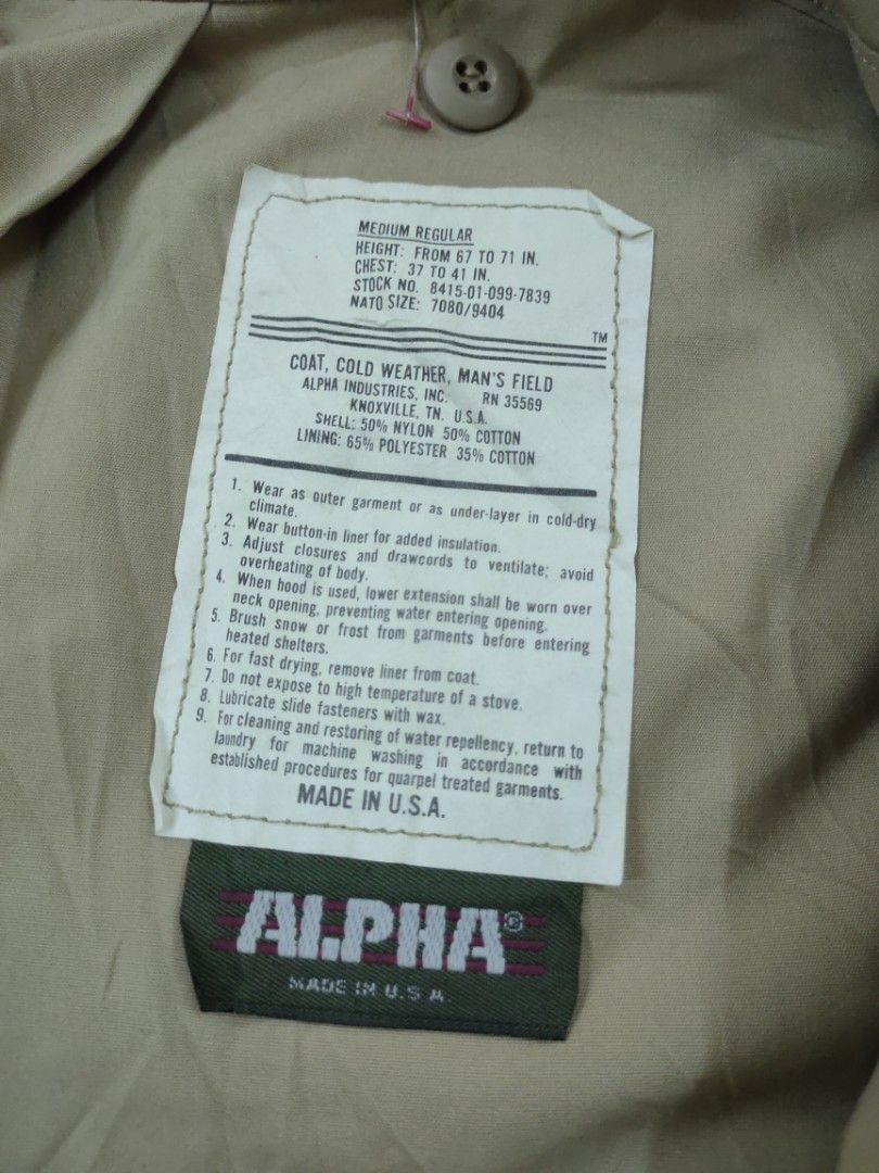 VINTAGE ALPHA INDUSTRIES MADE IN USA FIELD JACKET, Men's Fashion, Coats ...