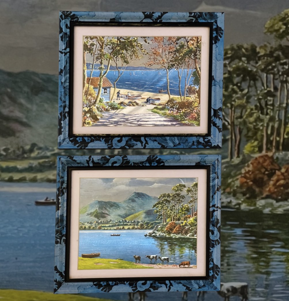 Vintage Pair Painting Scenery “Mountain Lake 1952”, Hobbies & Toys ...