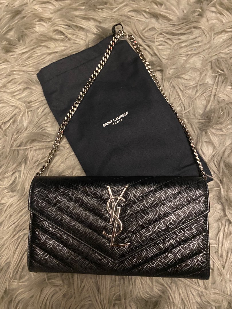 YSL wallet on chain (short) / clutch, Luxury, Bags & Wallets on Carousell