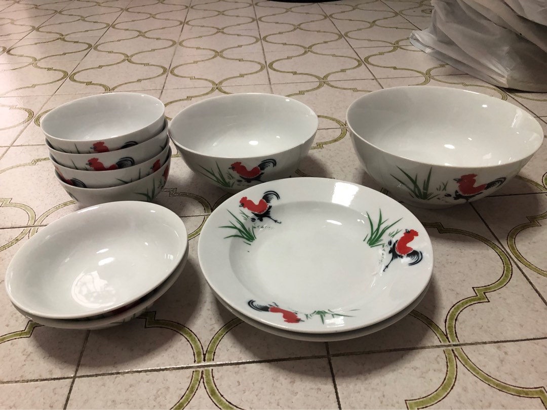 10-piece rooster design bowls and plates, Furniture & Home Living ...