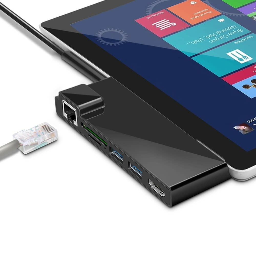 [1515A] ROCKETEK MICROSOFT SURFACE PRO 5 PRO 6 USB 3.0 HUB, BUILD-IN TF ...