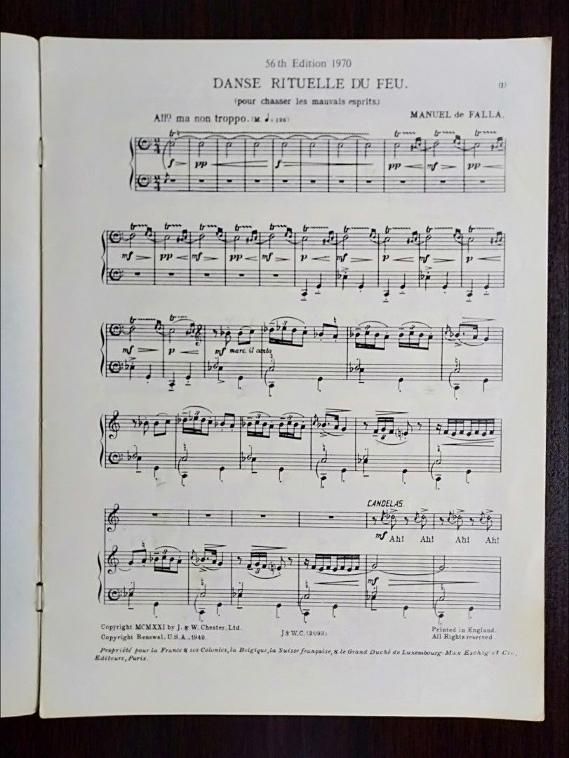 1970 MANUEL DE FALLA "Danse Rituelle Du Feu"(Ritual Fire Dance ...