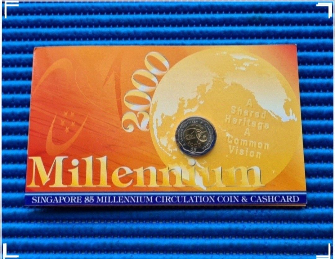 2000 Singapore $5 Millennium Coin & Millennium CashCard with Commemorative Folder, Hobbies ...