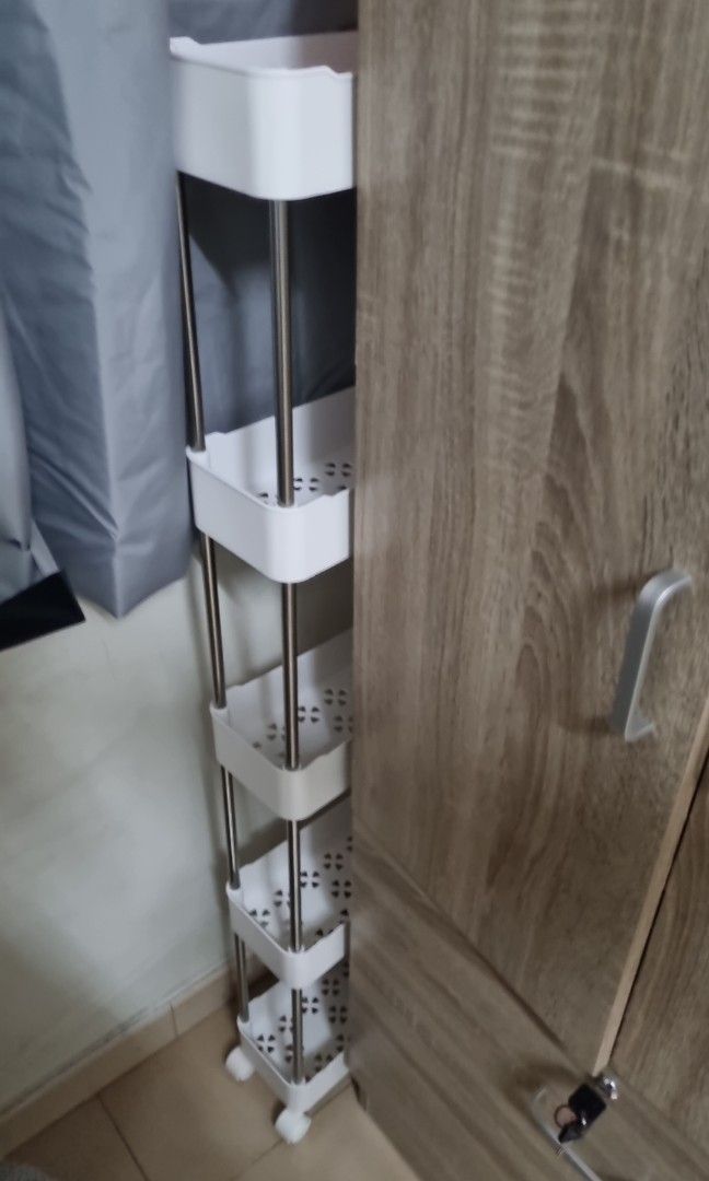 5 Tier Wheeled Slim Trolley, Furniture & Home Living, Furniture ...