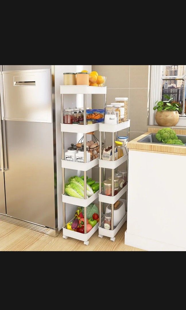 5 Tier Wheeled Slim Trolley, Furniture & Home Living, Furniture ...