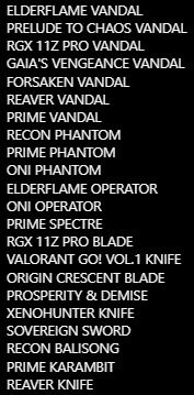 A3 SUPER-STACKED 9 KNIVES Valorant Account RUIN RGX 11Z PRO BLADE ...