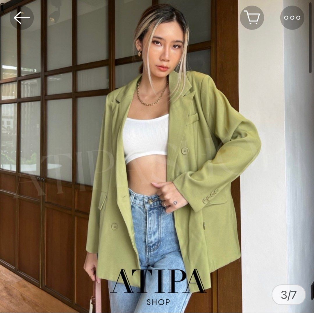 Atipa Paris Blazer in Leaf Green, Women's Fashion, Coats, Jackets and Outerwear on Carousell