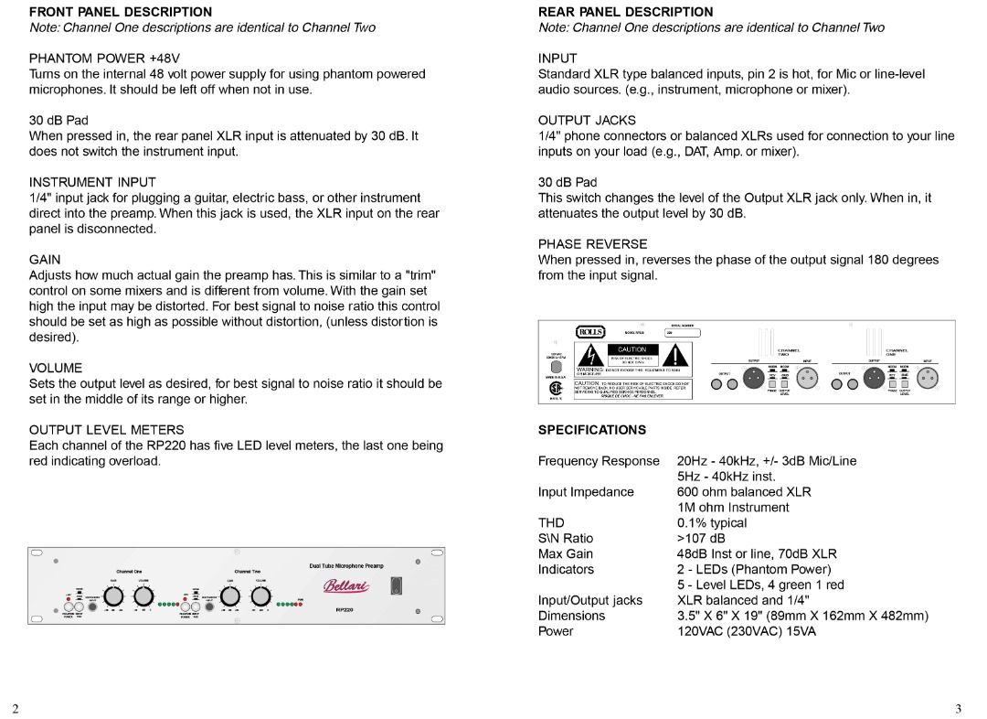 Bellari RP220 Dual channel tube preamp, Audio, Other Audio Equipment on ...
