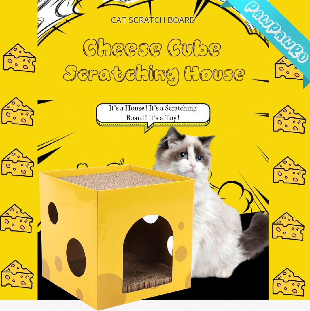 Cat Scratching Box Cheese Cube Design, Pet Supplies, Homes & Other Pet ...