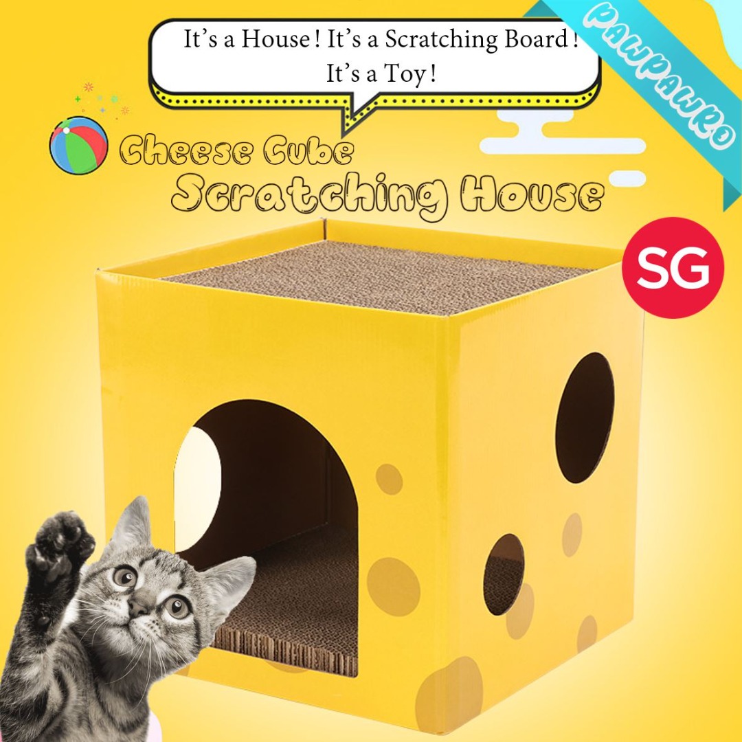 Cat Scratching Box Cheese Cube Design, Pet Supplies, Homes & Other Pet ...