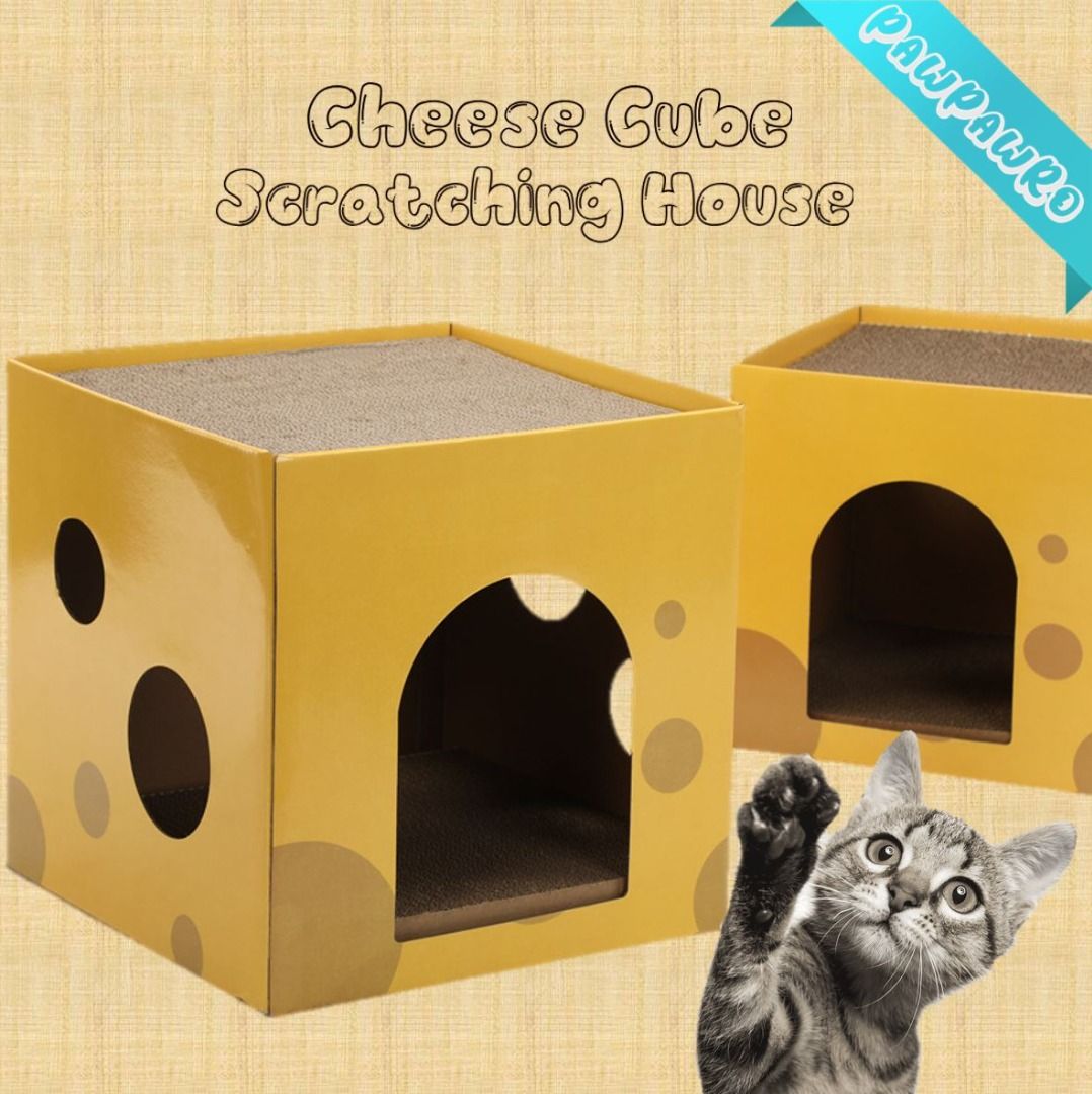 Cat Scratching Box Cheese Cube Design, Pet Supplies, Homes & Other Pet ...