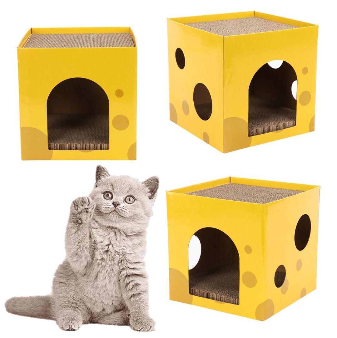 Cat Scratching Box Cheese Cube Design, Pet Supplies, Homes & Other Pet ...